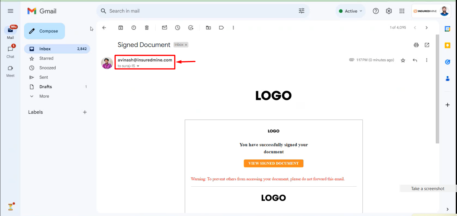 Client signing: Success email excludes agent notification - InsuredMine ...