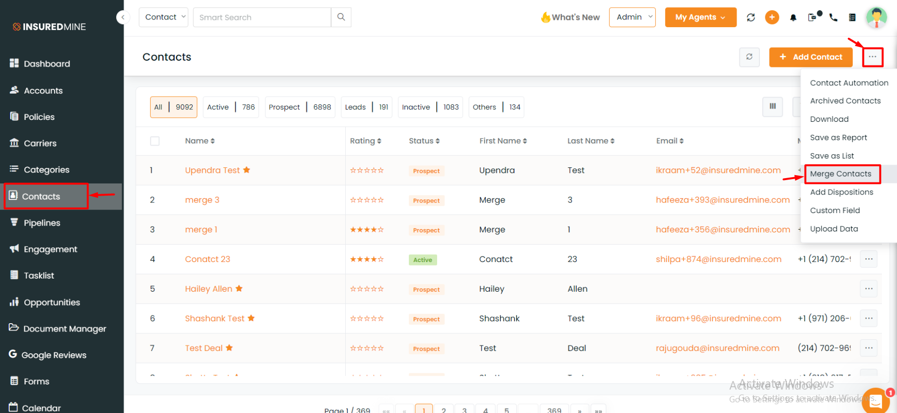 Merge Accounts And Contacts With Enhanced Search Functionality Insuredmine Crm Optimize And