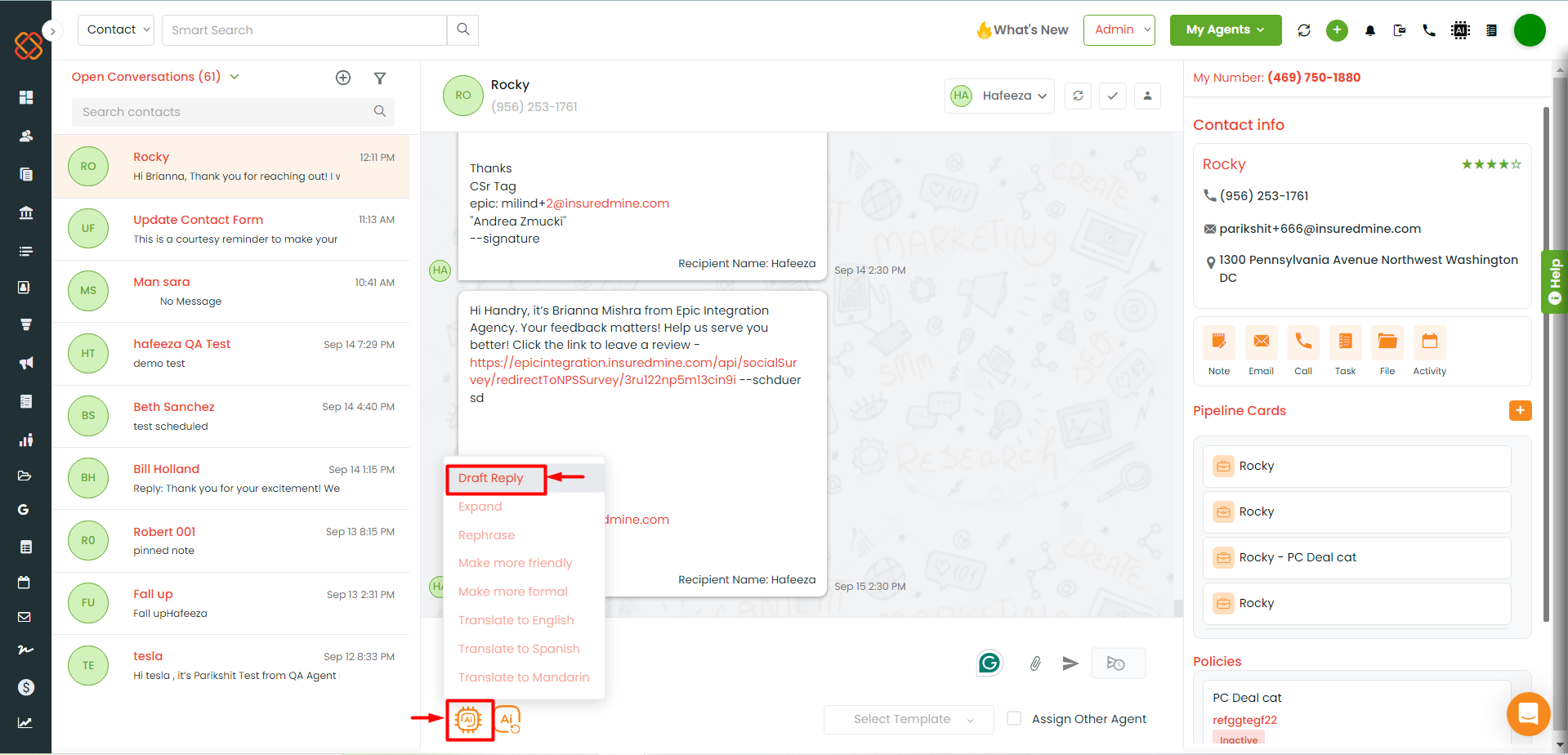 Summarize And Reply Using Open Ai Insuredmine Crm Optimize And Grow 2417